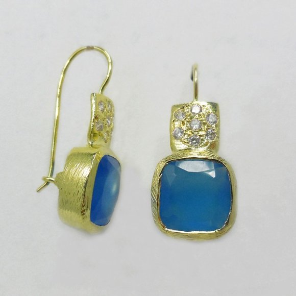 HAMPTON GEMS | Jewelry | Semi Precious Blue Chal Stone With Pave ...